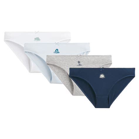 Lot De 4 Slips En Coton Extensible La Redoute Collections Imprimé La