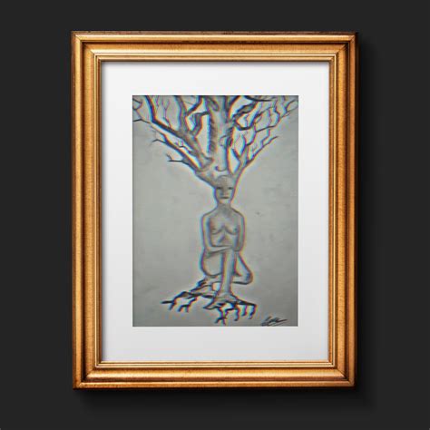 Tree Woman Surrealism Sketched Art Naked Woman Body Tree Etsy