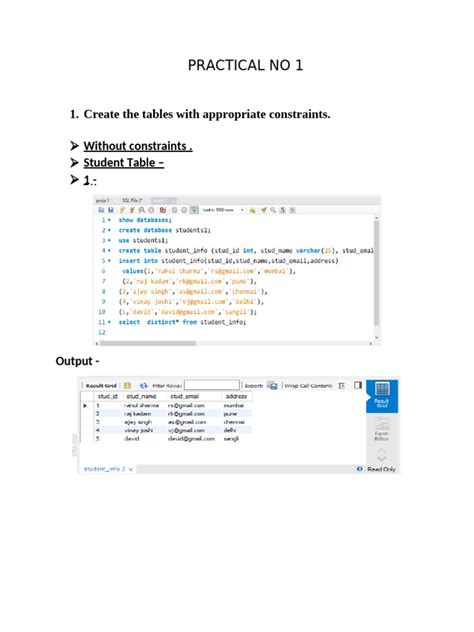 Practical No 1 Rdbms Bca 2 Pdf