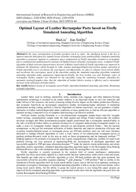 Pdf Optimal Layout Of Leather Rectangular Parts Based On Firefly Simulated Annealing Algorithm