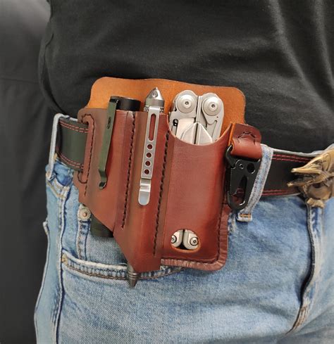 Edc Leather Belt Pouch With Keychain Pouch For Leatherman Multitool