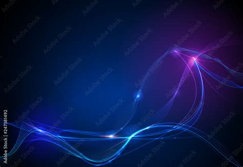 Vector Illustration Smooth Lines In Dark Blue Color Background Hi Tech Digital Technology