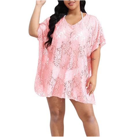 Womens 2024 Summer Crochet Hollow Bathing Suit Coverup Plus Size Sexy