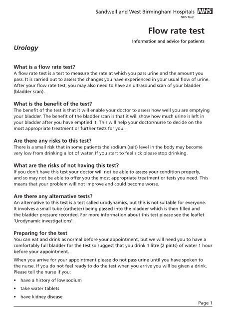 Flow Rate Test Sandwell And West Birmingham Hospitals