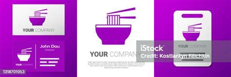 흰색 배경에 고립 된 그릇과 젓가락 아이콘에 로고 타입 아시아 국수 길거리 패스트푸드 한국어 일본어 중국 음식 로고 디자인 템플릿 요소입니다 벡터 0명에 대한 스톡 벡터