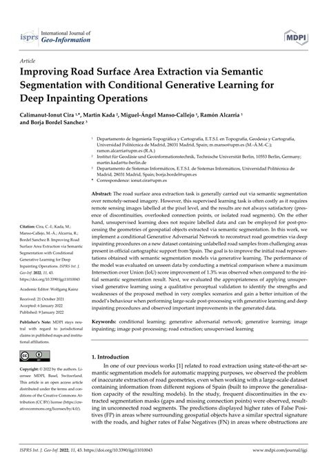 Pdf Improving Road Surface Area Extraction Via Semantic Segmentation With Conditional