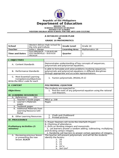Dlp26 Math 10 Polynomials Factoring Pdf Factorization Polynomial