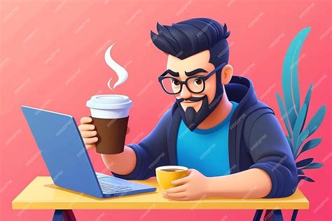 3d Programmer Book And Coffee Vector Illustration Developer Hacker Premium Ai Generated Image