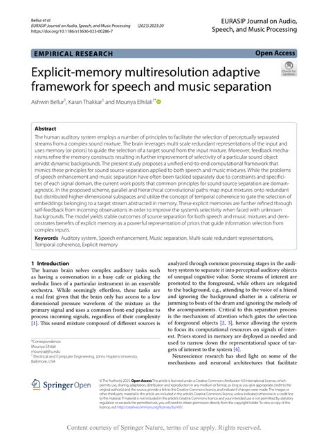 pdf explicit memory multiresolution adaptive framework for speech and music separation