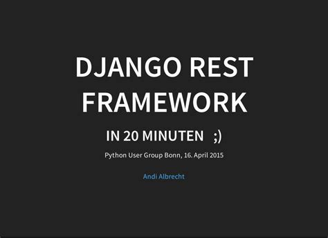 Pdf Django Rest Framework In 20 Minuten Dokumentips