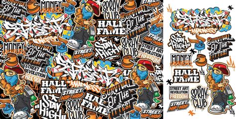 A Set Of Colorful Graffiti Art Sticker Illustrations Graffiti Sticker Design Artwork 24681842