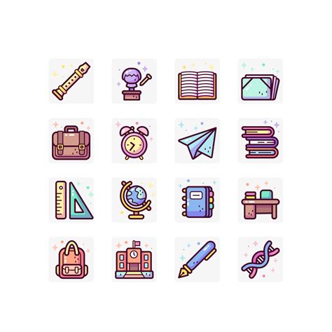 Education Flat Icon Set Masterbundles