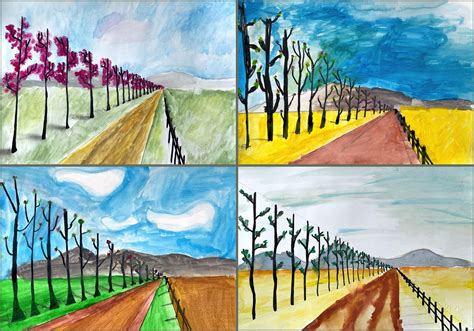 Spring Landscape In One Point Perspective Arte A Scuola
