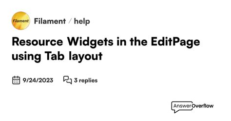 Resource Widgets In The Editpage Using Tab Layout Filament