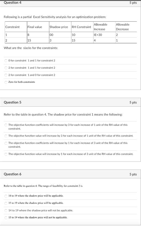 Solved Question 4 5 Pts Following Is A Partial Excel