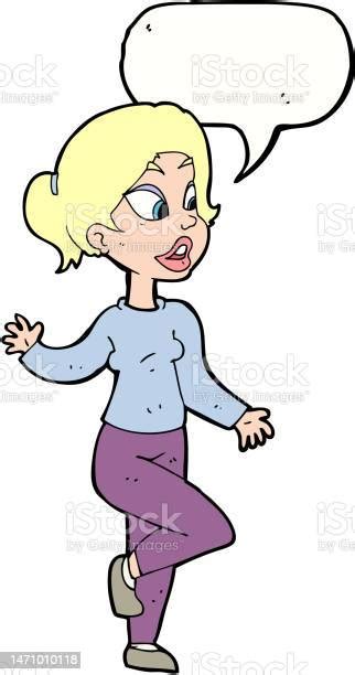 말풍선이 있는 손 흔드는 여자 친근하다 말풍선을 귀여운에 대한 스톡 벡터 아트 및 기타 이미지 귀여운 기이함 기포