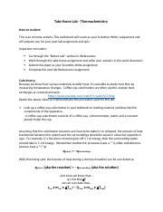 Thermochemistry Take Home Lab Calorimetry And Heat Transfer Course Hero