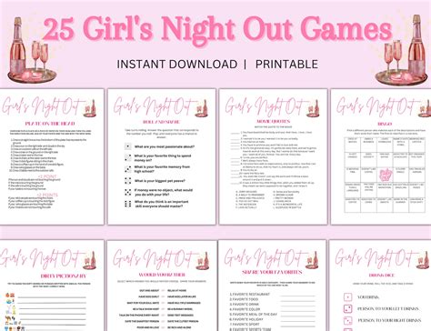Printable Girls Night Out Game Bundle Party Games And Activities Girls Party Games Ladies