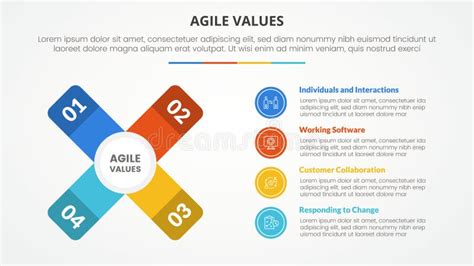 Agile Values Infographic Concept For Slide Presentation With X Cross Shape With Vertical