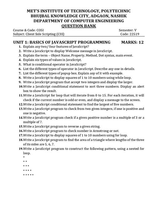 Css 22519 Qb All Chapter Pdf Java Script Cookie