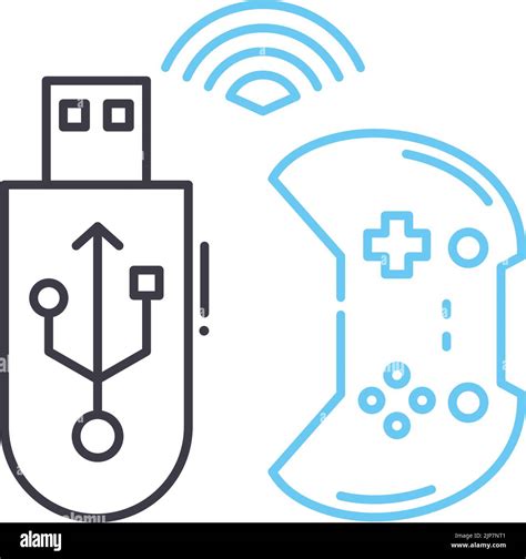 Bluetooth Game Controller Line Icon Outline Symbol Vector Illustration Concept Sign Stock