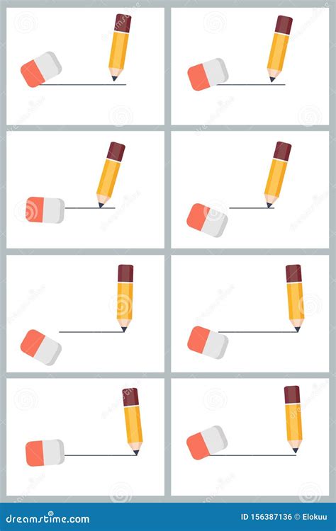 Pencil Drawing And Eraser Erasing Line Animation Sprite Sheet Isolated