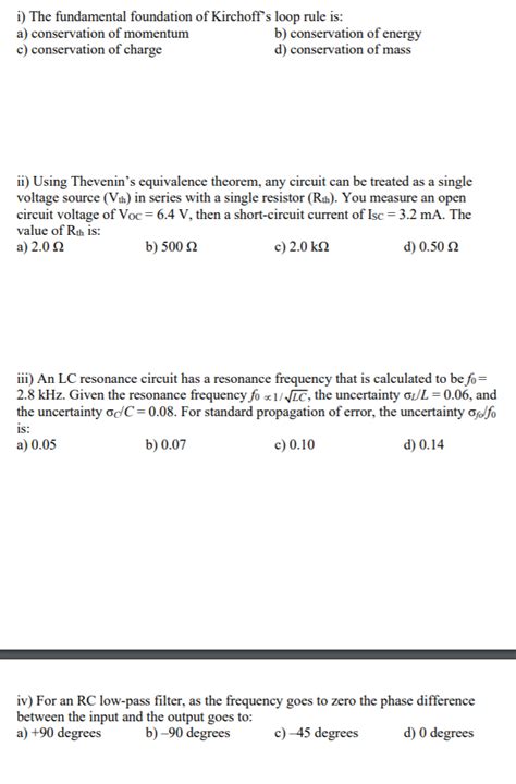 Solved I The Fundamental Foundation Of Kirchoff S Loop Rule Chegg Com