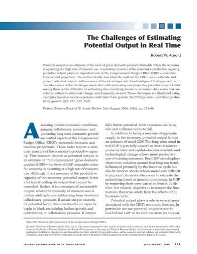 The Challenges Of Estimating Potential Output In Real Time