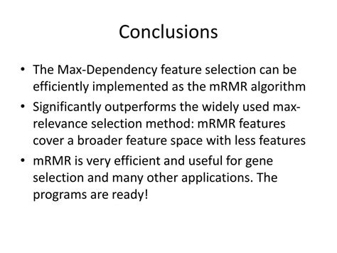 ppt minimum redundancy and maximum relevance feature selection