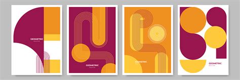 현대 추상 기하학적 포스터 커버 최소한의 복고풍 보호 바우 하우스 구성은 디자인을 형성합니다 다채로운 기하학적 배경 벡터