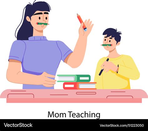 Mom Teaching Royalty Free Vector Image Vectorstock