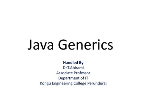 Generics Pptx Programming Languages Computing