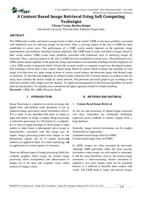 Pdf A Content Based Image Retrieval Using Soft Computing Technique