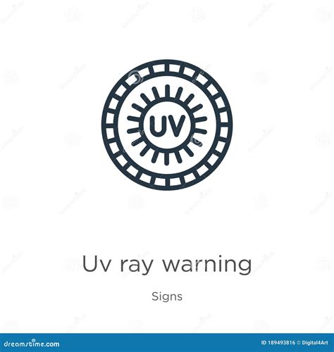 Uv Ray Warning Icon Thin Linear Uv Ray Warning Outline Icon Isolated On White Background From