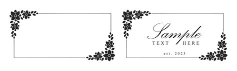 Floral Botanical Frame Template Rectangular Border With Vine And Hand Drawn Flower Pattern