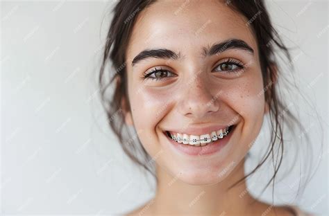 Premium Photo A Girl With Braces On Her Teeth