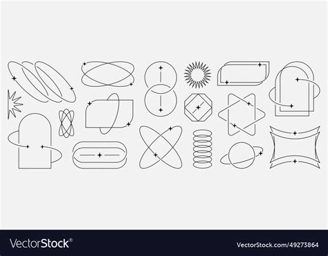 Minimalistic Linear Frames Arches Elements Vector Image