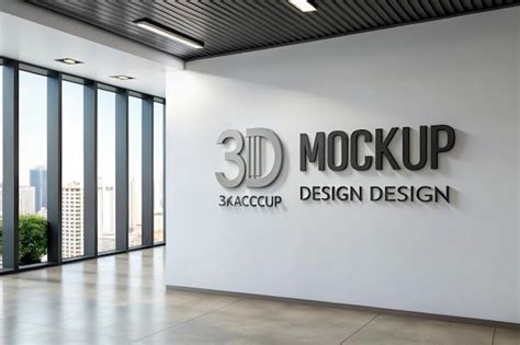 3d Black Logo Mockup On White Wall Premium Ai Generated Image