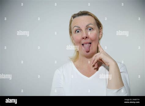Woman Stick Out Tongue Portrait Of Woman Showing Her Tongue Funny Woman