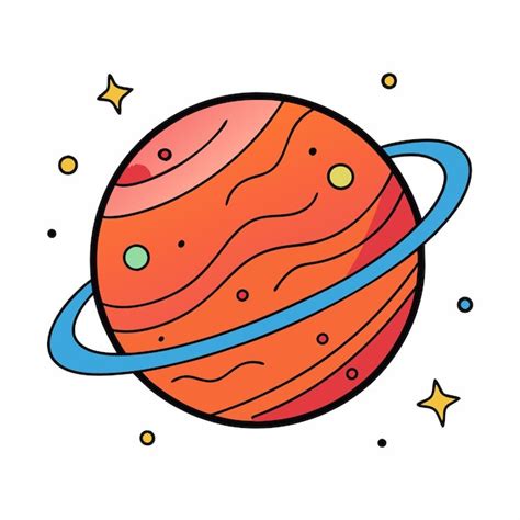 그 위에 별이 있는 행성의 만화 그림 프리미엄 Ai 생성 벡터