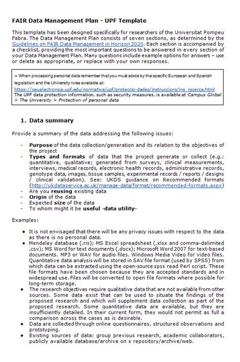 Data Management Plan Research Data Management Guies Bibtic At Universitat Pompeu Fabra
