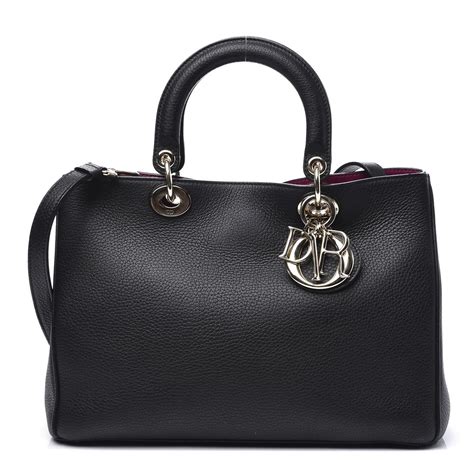 Christian Dior Bullcalf Medium Diorissimo Tote Black Rose Indien 591938