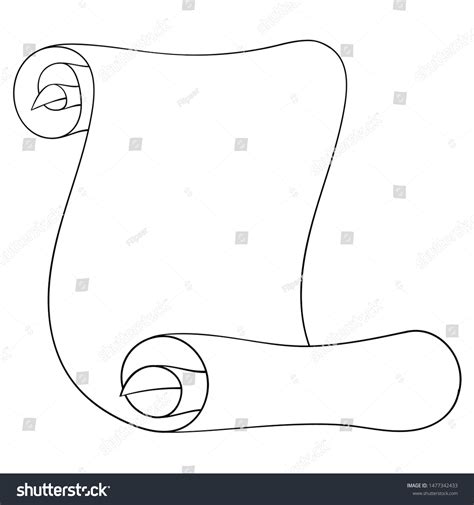 Paper Scroll Outline Drawing Vector Illustration Stock Vector Royalty
