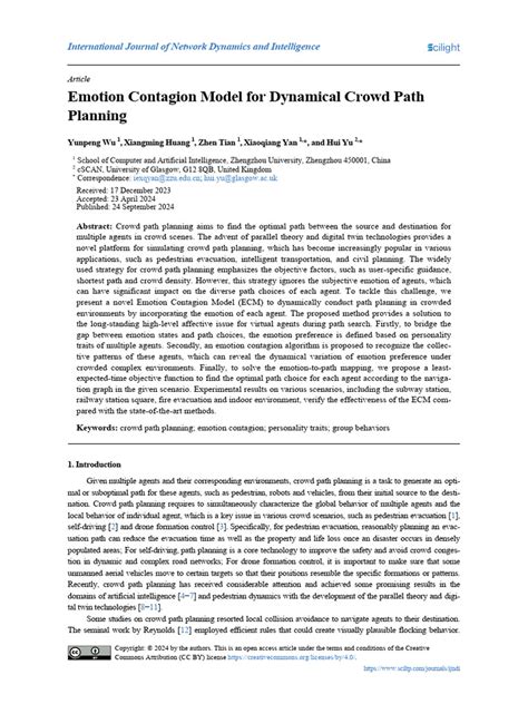 Emotion Contagion Model For Dynamical Crowd Path P Pdf