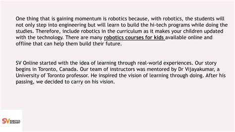 Robotics Classes For Beginners Ppt