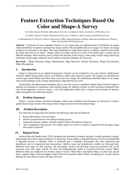 Pdf Feature Extraction Techniques Based On Color And Shape A Survey