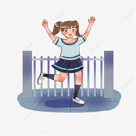 개학 시즌 여학생 일러스트 점프 만화 캠퍼스 요소 개학기 학교 시작 학생 Png 일러스트 및 Psd 이미지 무료 다운로드 Pngtree