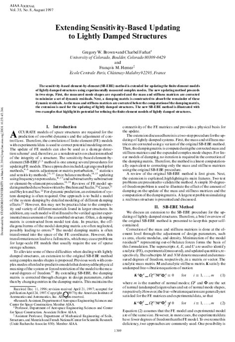 Pdf Extending Sensitivity Based Updating To Lightly Damped Structures