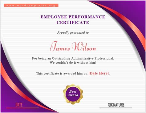 Employee Performance Certificate Templates Word Templates For Free