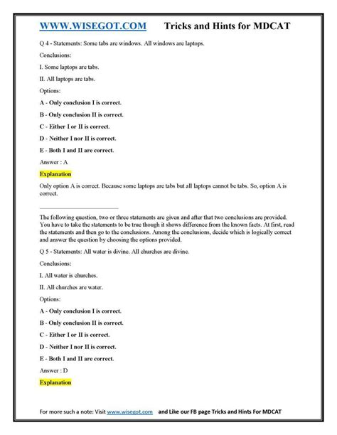 pmc mdcat logical reasoning mcqs pdf wisegot
